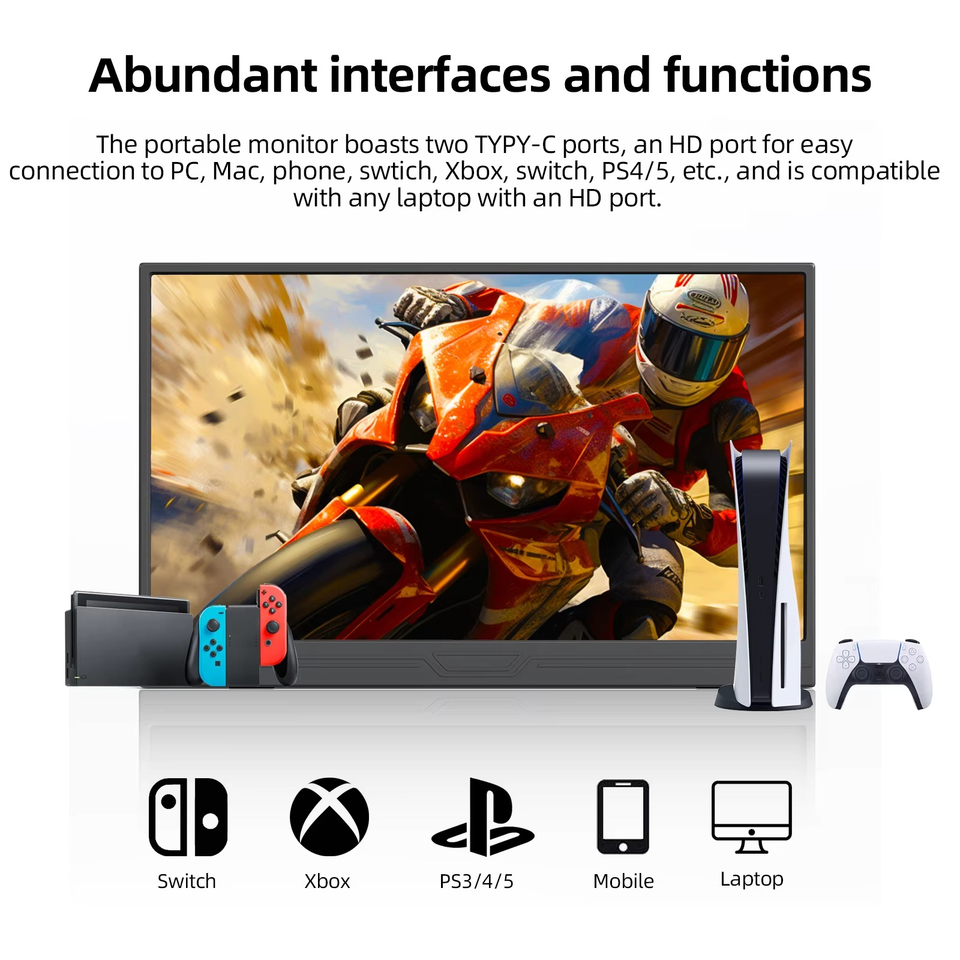 13-inch 4K Portable Monitor 60HZ For Laptop XBox PS4 / 5 Switch TV Box ...