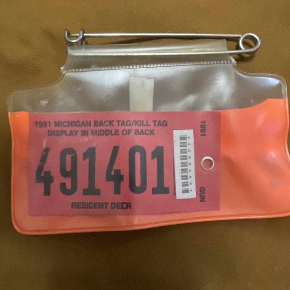 1991 Michigan Resident Deer License Back Tag/Kill Tag With Original ...