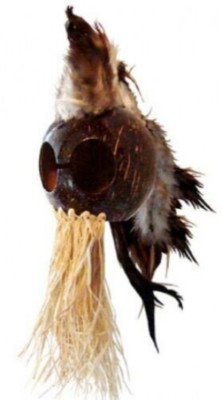 Natural Feathers Ikaika Hawaiian Warrior Helmet 2.5" Coconut Brown Car ...