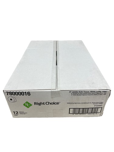 Right Choice 78000016 Jumbo Bath Tissue Rolls, 9-Inch, White, 2-Ply ...