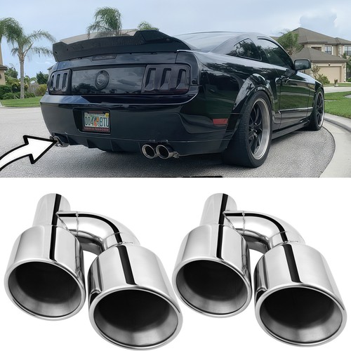 For Ford Mustang GT 2.3L 4.0L 5.0L 2.5" Exhaust Quad Tips Double Wall ...