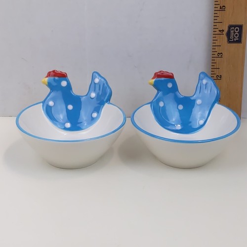 Sur La Table Dip Bowl Rooster Blue White Serving Dish Kitchen Table ...