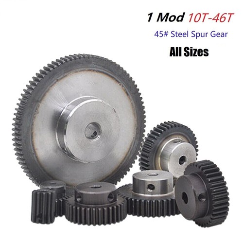1 Mod 10T-46T Precision Spur Pinion Gear With Step 45# Steel Motor Gear ...