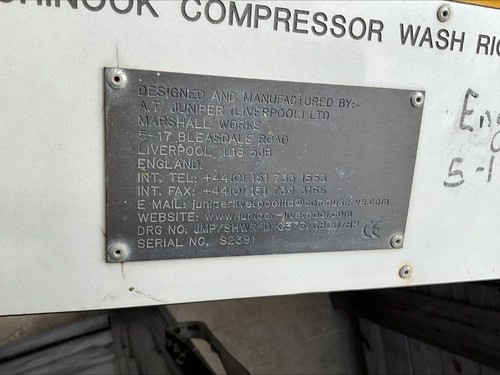 TURBINE WASHER JUNIPER CHINOOK COMPRESSOR WASH RIG | eBay
