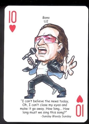 Bono U2 Rock n Roll a Tribute to Rock Playing Card | eBay