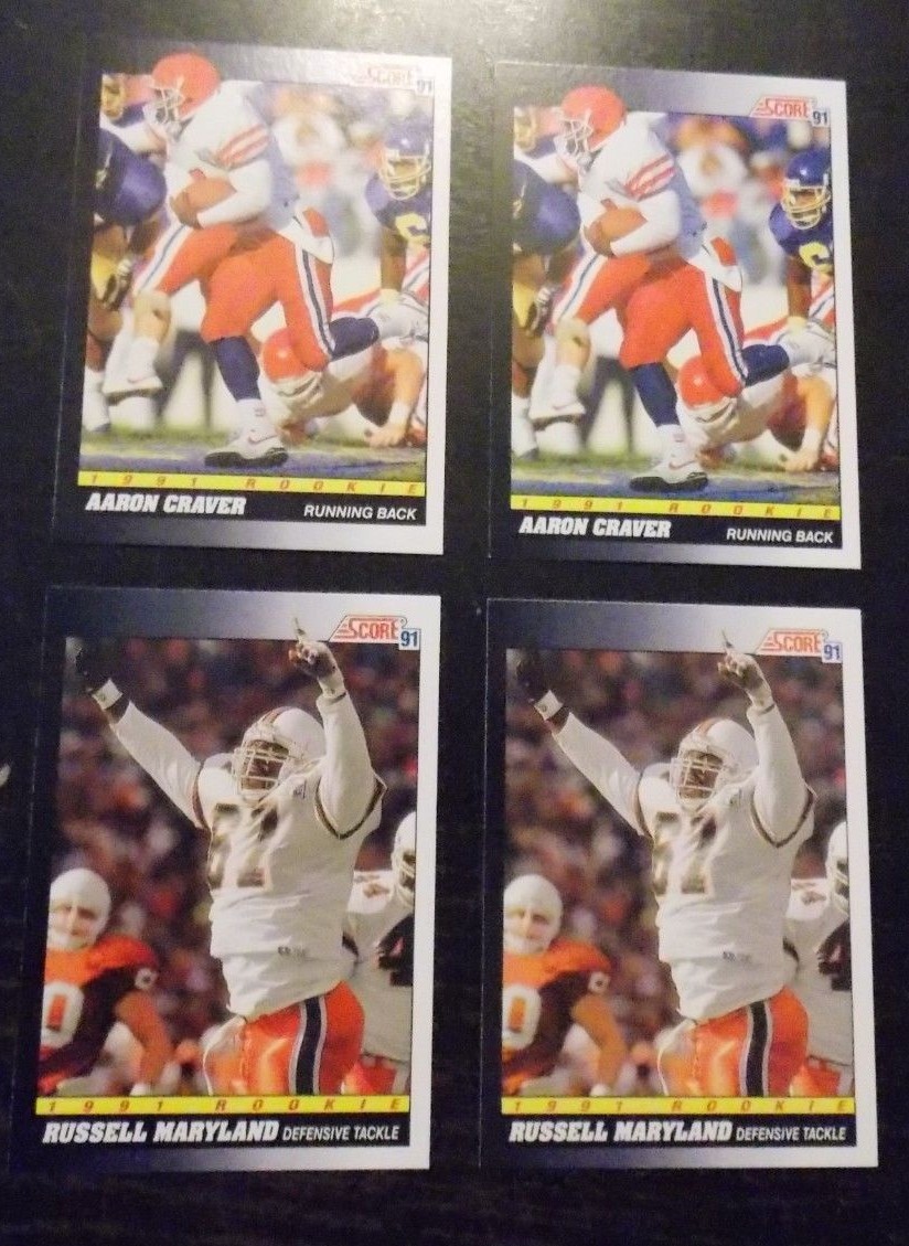 1991 Score Football Error and Corrected Lots Aaron Craver and Russell ...