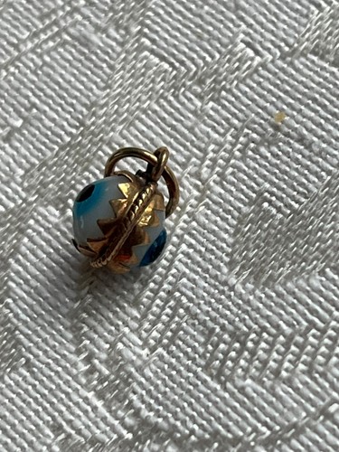 14K Solid Yellow Gold Double Evil Eye Charm Pendant Good Luck ...