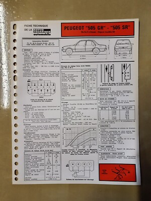 FICHE TECHNIQUE AUTOMOBILE PEUGEOT 505 GR - 505 SR | eBay