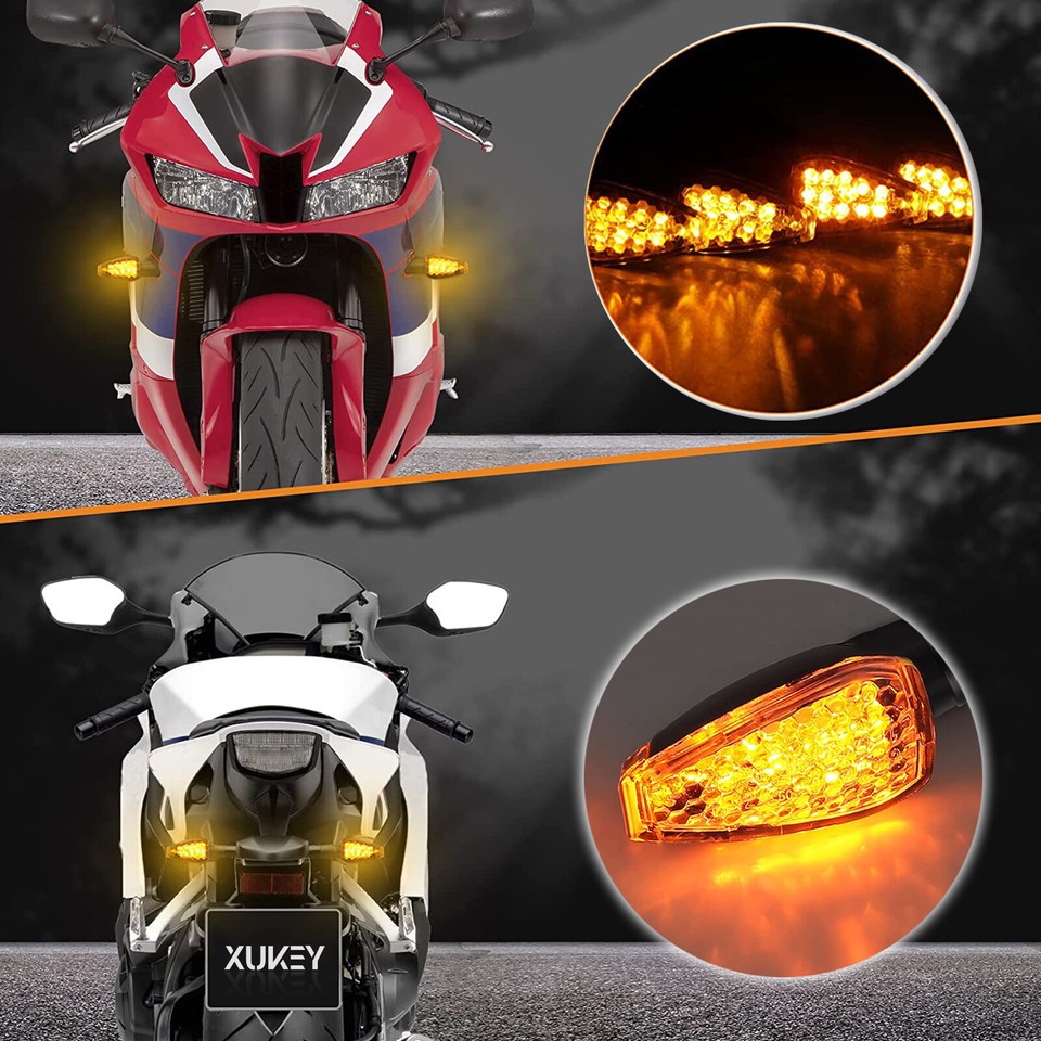 4 Pack Motorcycle Turn Signals Blinker Lights Amber Universal For ...