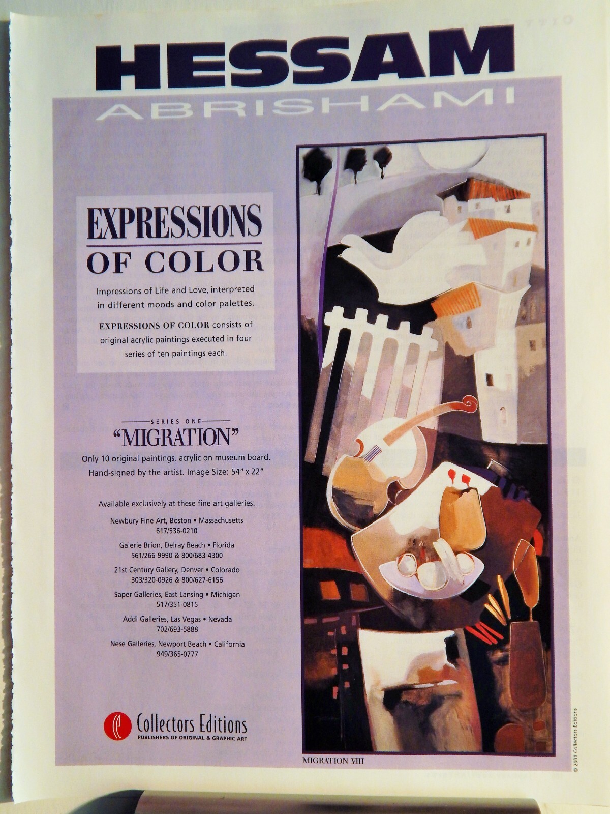 HESSAM ABRISHAMI ART PIECE VTG ORIG 2001 ADVERTISEMENT | eBay