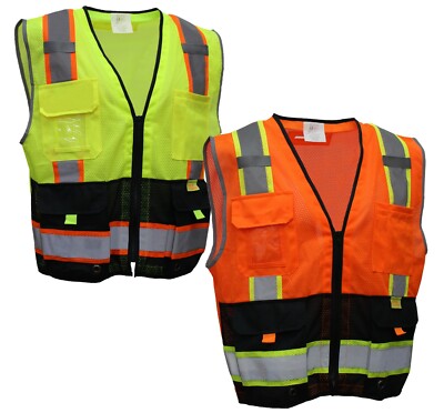 Class 2 High Visible Two Tone Reflective Strips Breathable Mesh Vest ...