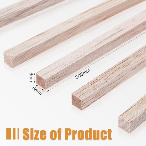 30 Pack Craft Wooden Dowel Rods Balsa Wood Square 6x6x305 mm for DIY ...