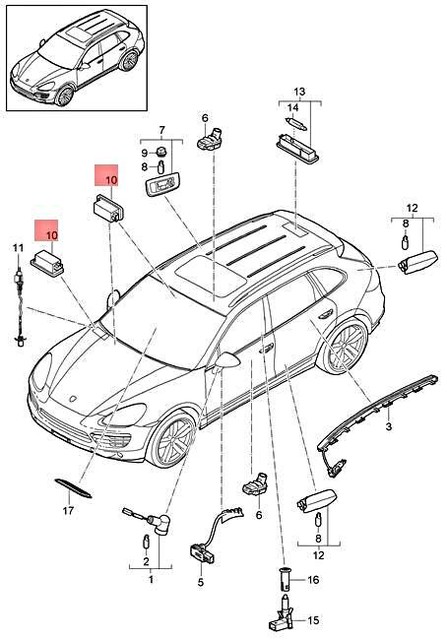 Porsche OEM 08-17 Cayenne Interior Lamps-roof-interior Lamp 95563220201 ...