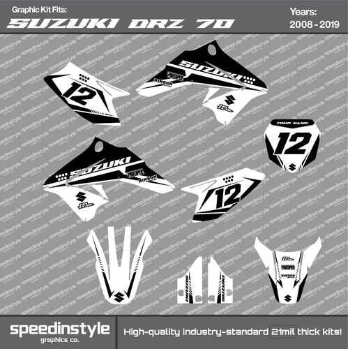Graphics Decal Kit For Suzuki DRZ70 (2008-2019) DRZ 70 Element white ...