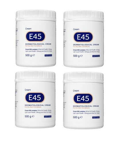 4 x E45 Dermatological Cream 500g (4 Tubs Total) For Dry Skin Condition ...