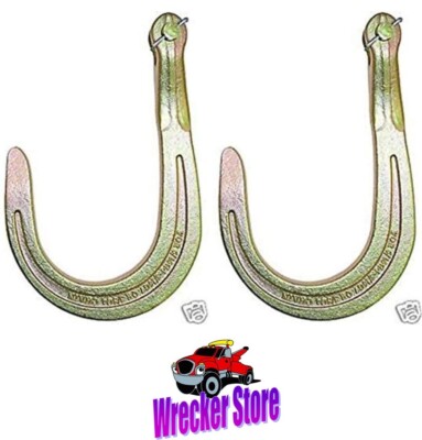 SET OF 2 - 8" Grade 70 CLEVIS J HOOK, WRECKER, TOW TRUCK, ROLLBACK ...