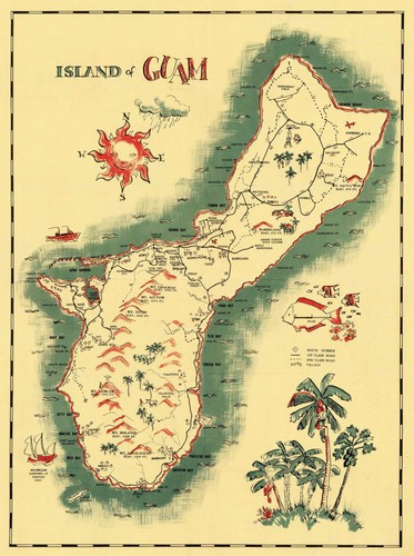 Pictorial Road Map of Guam Wall Art Mountains Villages Poster Print ...