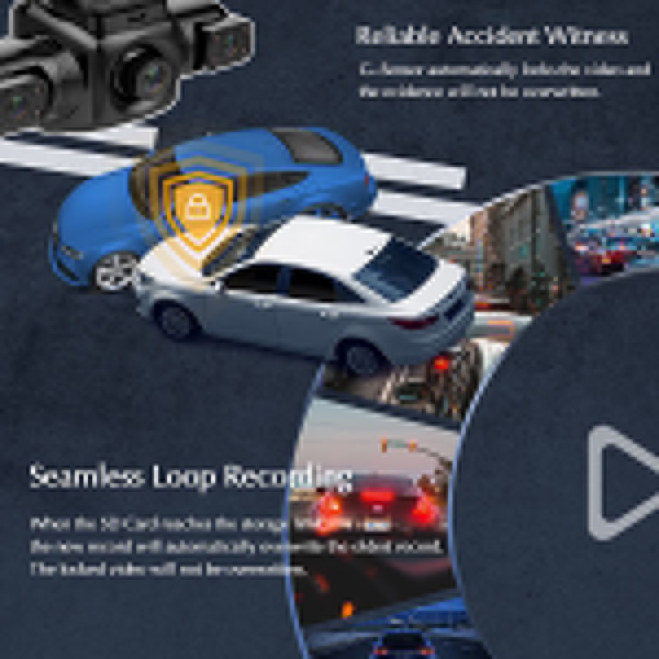 4 Cameras 360° WiFi Dash Cam Recorder HD GPS Night Vision driving Video ...