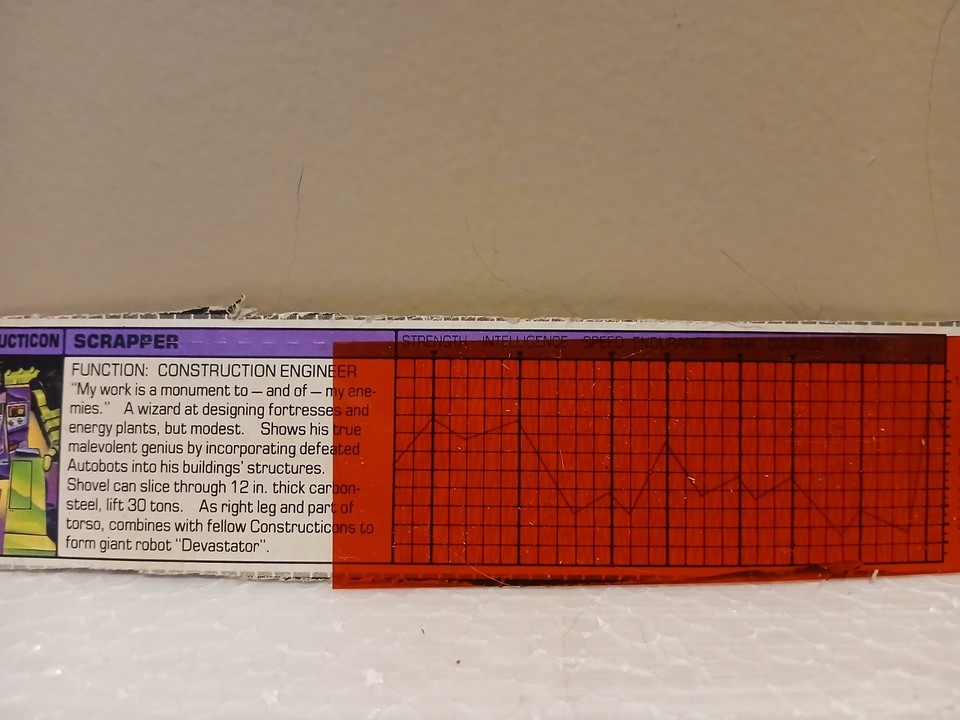 1985 G1 TRANSFORMERS SCRAPPER CONSTRUCTICON TECH SPEC VINTAGE ORIGINAL ...