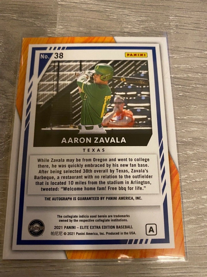 2021 elite extra edition Aaron Zavala Texas Rangers Autographed 99/193 ...