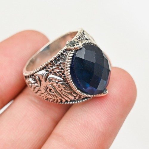 Blue Sapphire Men's Ring 925 Sterling Silver Statement Beautiful Ring ...