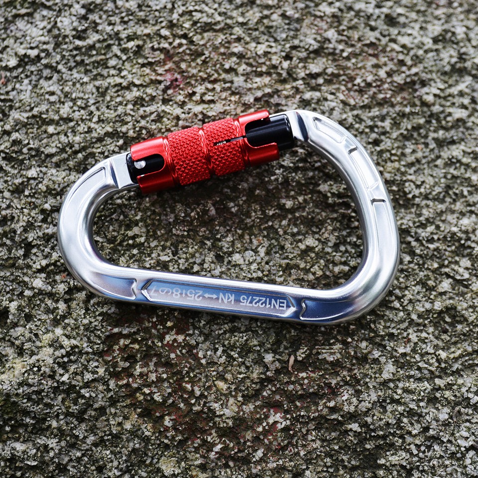 25KN HMS Pear-shape Auto-locking Carabiner Belaying Rappelling Anchor ...