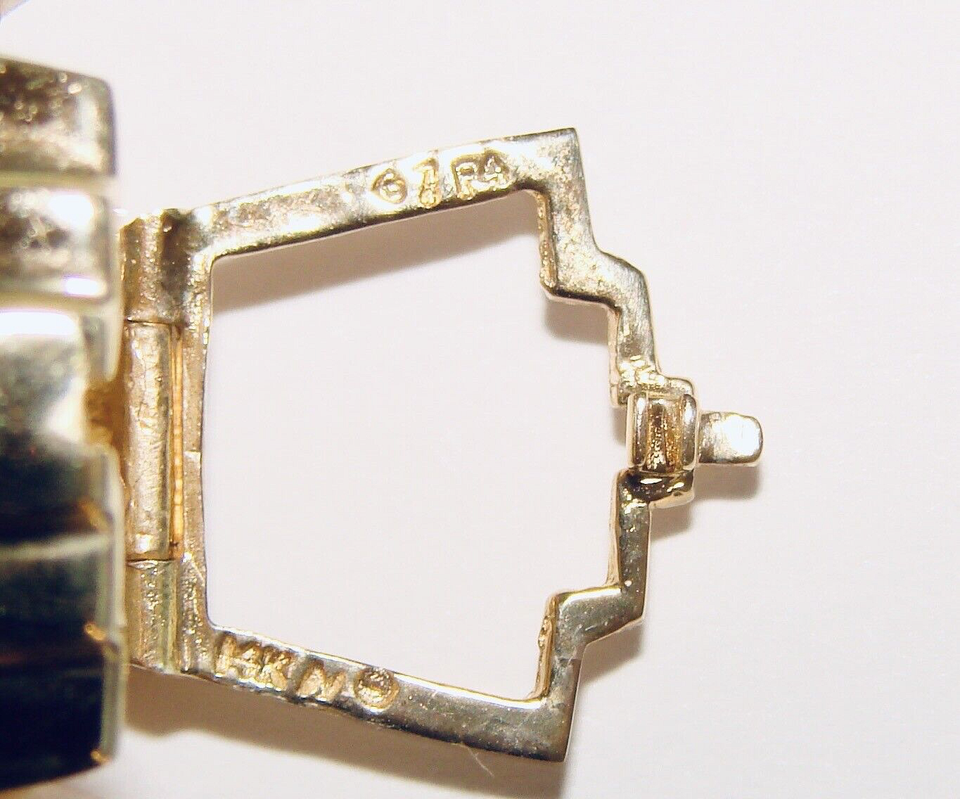 Estate 14k YELLOW GOLD SAPPHIRE DIAMOND RUBY SLIDE PENDANT 4.6g MULTI ...