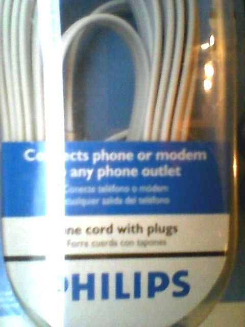 Philips - 12 Feet White Telephone or Fax Cord | 1 or 2 Lines | 4 Pins ...