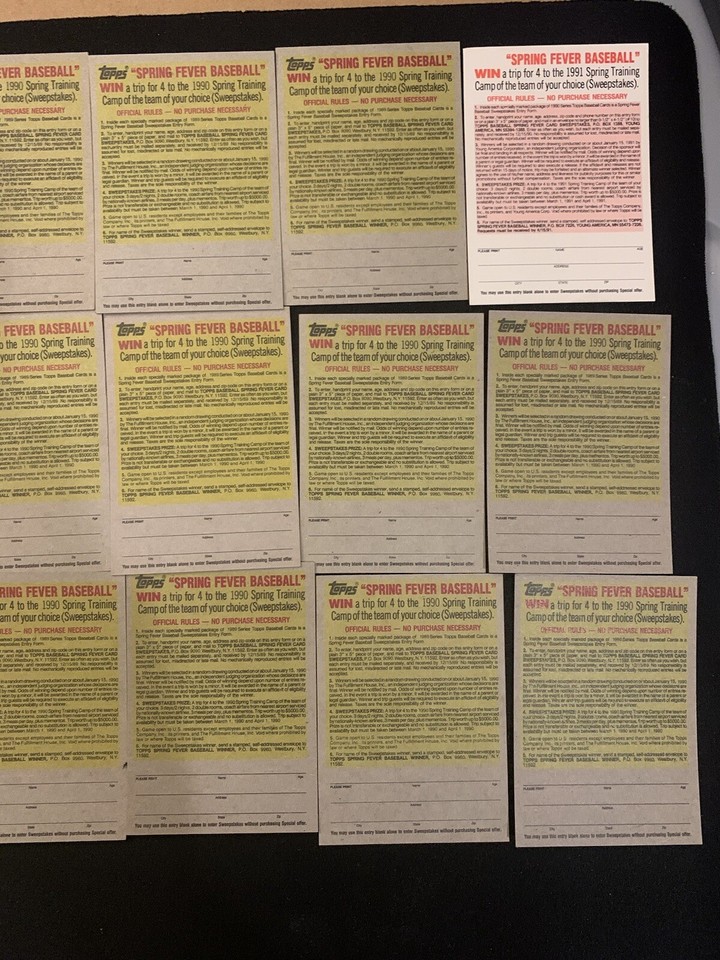 Topps Company Store Special Offer Card lot (22) 1989 1990 Baseball MLB ...