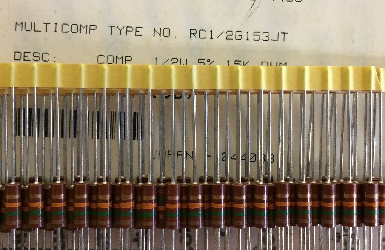 RC1/2G153JT Multicomp CARBON COMPOSITION RES 1/2W 5% 15K OHM 16 PIECES ...