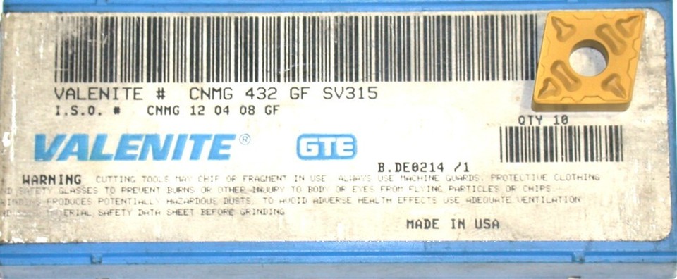 Lot of 10 New Valenite Indexable Diamond Turning Insert CNMG 432 GF ...