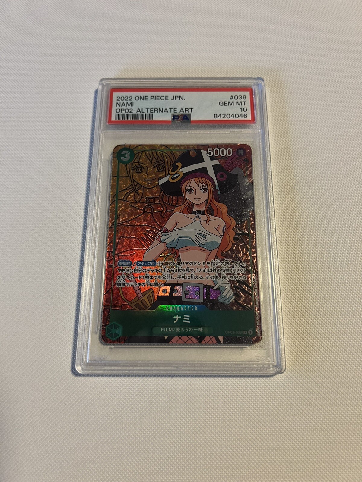 PSA 10 GEM MINT Nami SR Alt Art OP02–036 One Piece Paramount War ...
