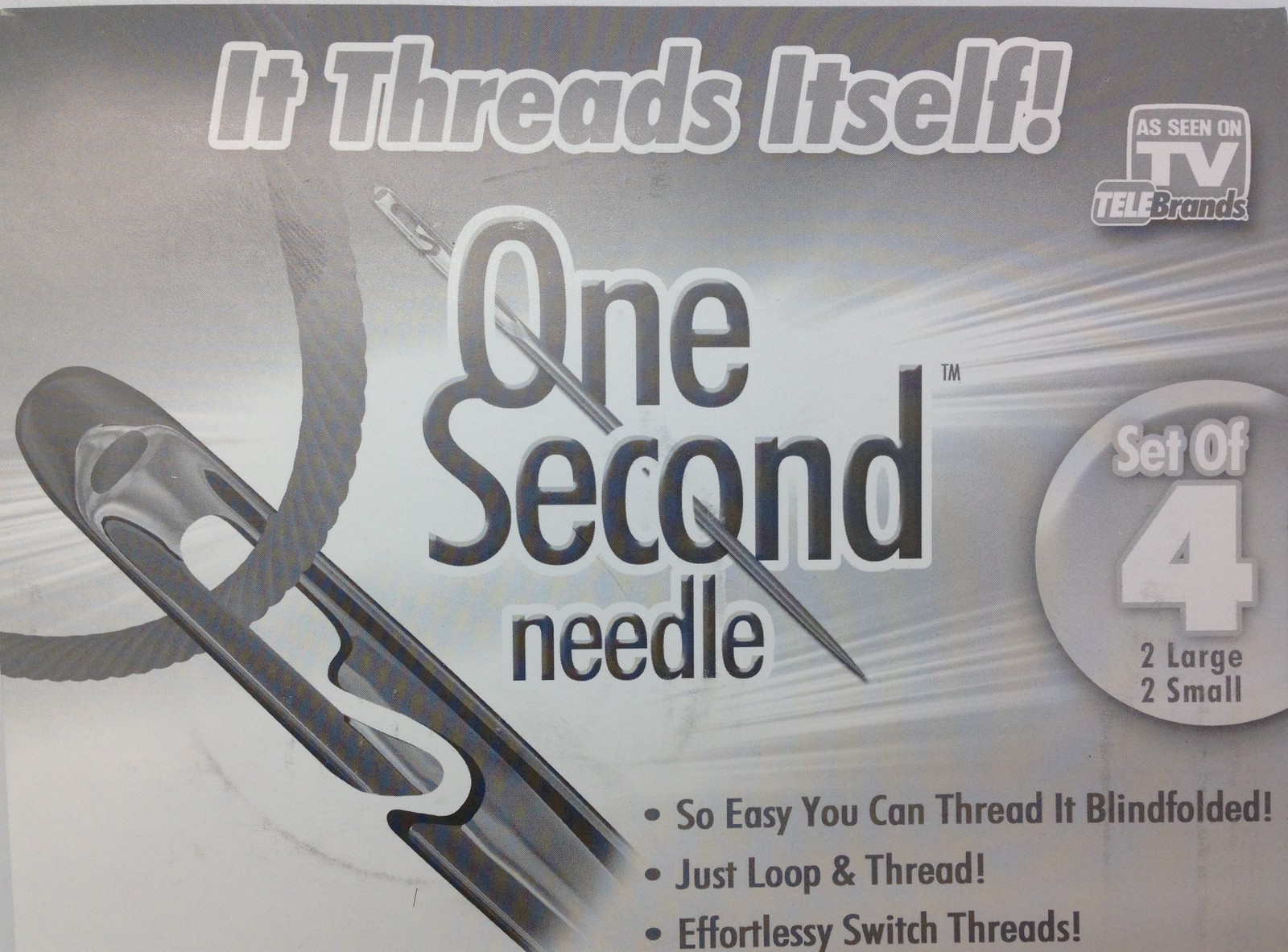 One Second Needle 8 Set Self Threading 100Pc Kit Sew Button Patch ...