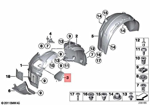 Genuine BMW F10 F11 F06 F12 F13 F07 FRONT RIGHT WHEEL ARCH COVER ...