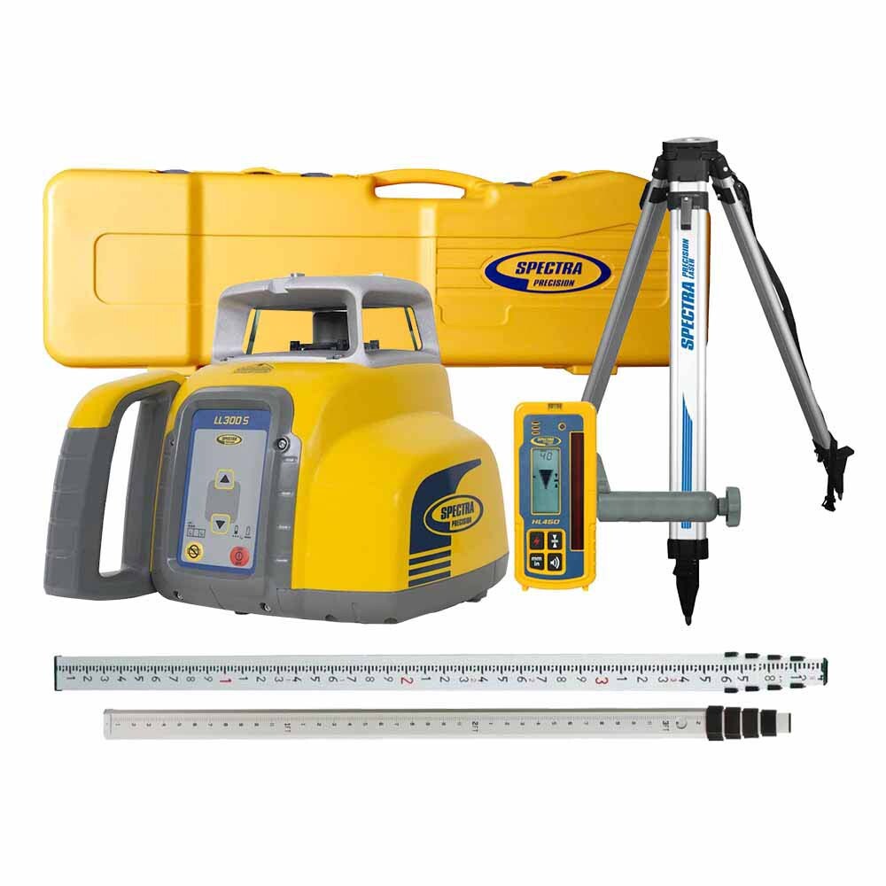 Spectra LL300S-1 Laser Level Package with HL450 Receiver, GR151 Rod ...