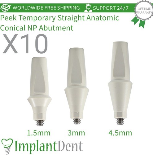 10x Peek Temporary Anatomic Straight Prosthetic Dental Fixture Conical ...
