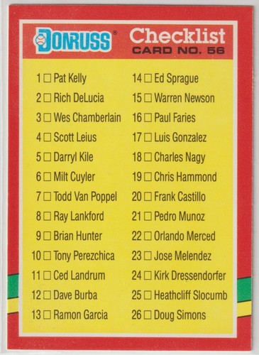 1991 Donruss The Rookies - CHECKLIST #56 (A) | eBay