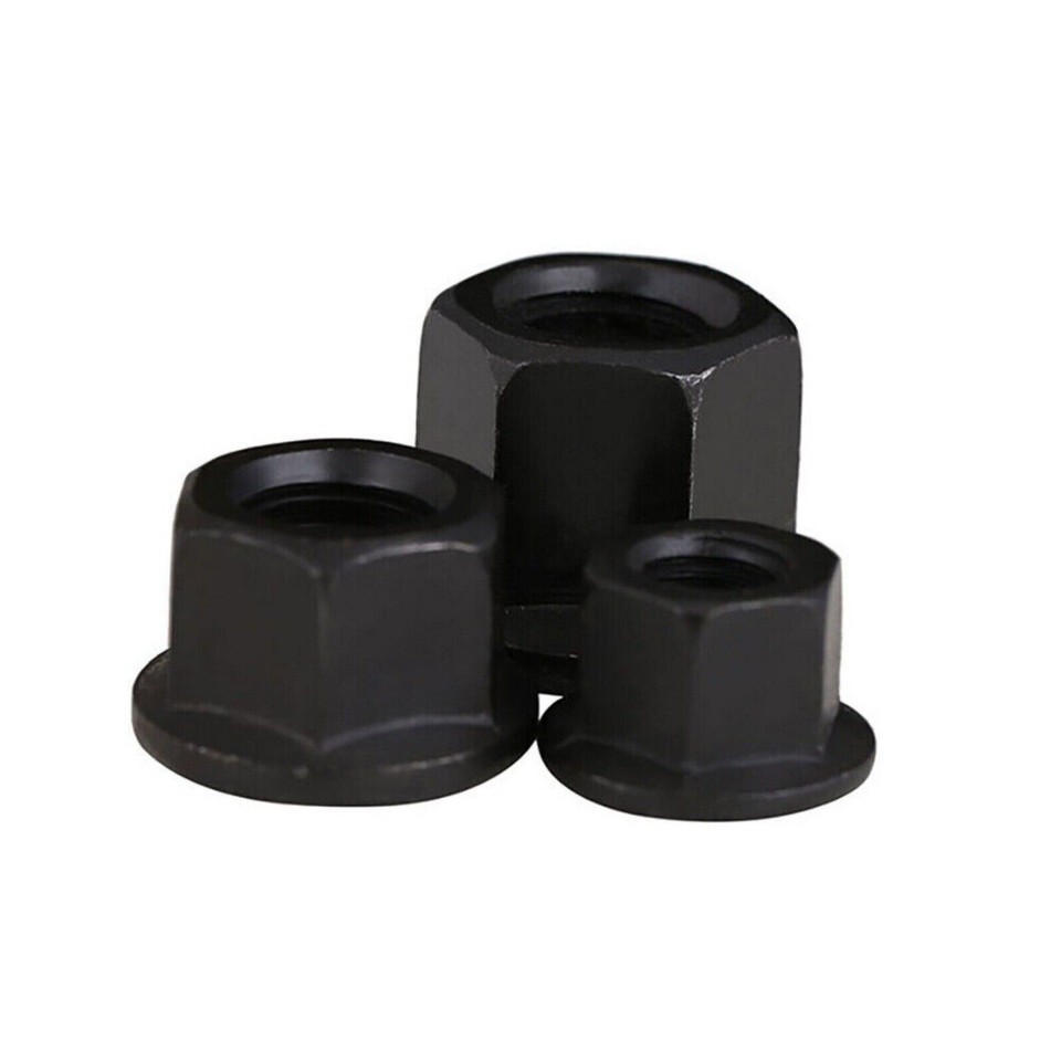 Hex Flange Lock Nuts Self Locking Black M10 M12 M14 M16 M18 M20 M22 M24 ...