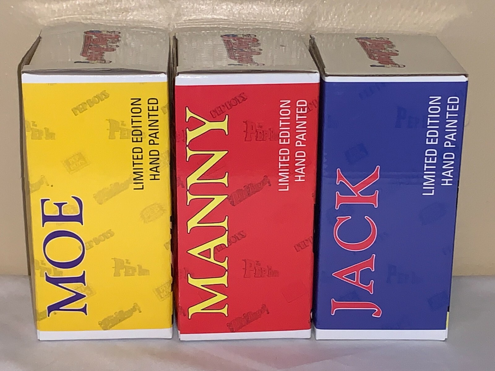 PEP BOYS LIMITED EDITION BOBBLEHEAD SET OF 2 MOE, MANNY, JACK HAND ...