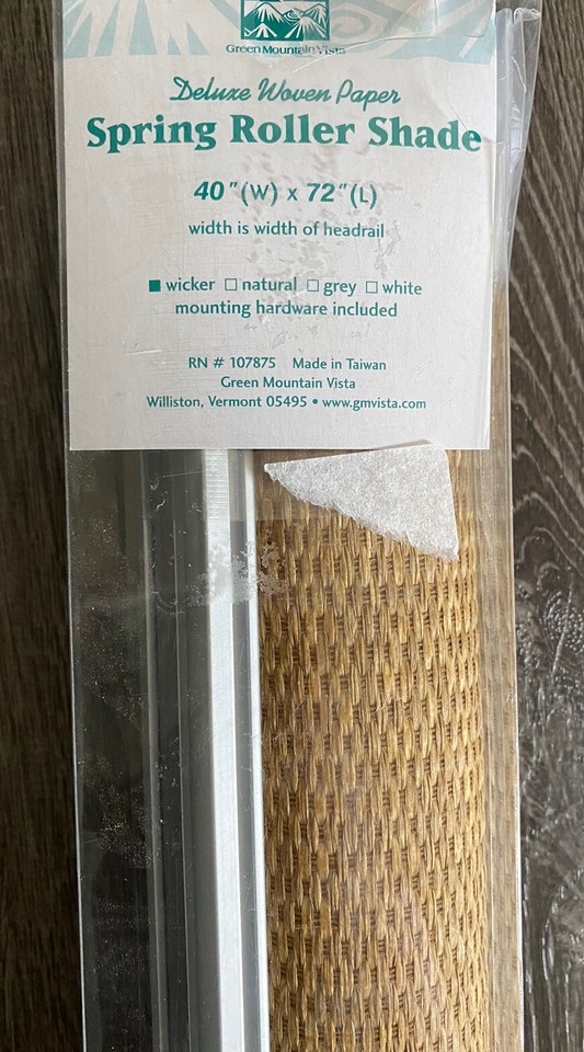 Green Mountain Vista Deluxe Woven Paper Spring Roller Shade 40” x 72 ...