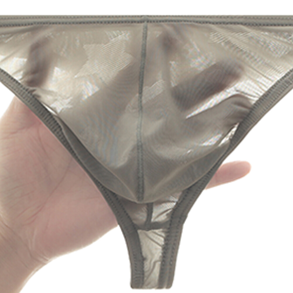 Mens Ice Silk Briefs G-String Thongs Sexy Sheer Underwear T-Back Bikini ...
