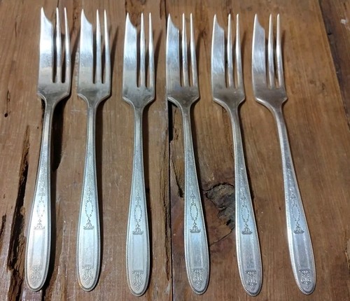 Oneida Community Plate Grosvenor Silver Plate 7 1/4" Fancy Dinner Forks Set Of 6 | eBay