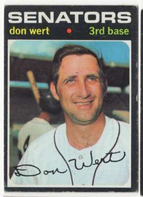 1971 Topps Don Wert #307 Washington Senators | eBay
