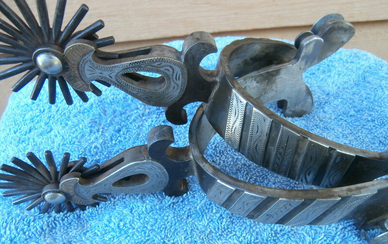 Double Mounted Silver Wyoming Style Buckaroo Cowboy Horse Spurs by T ...