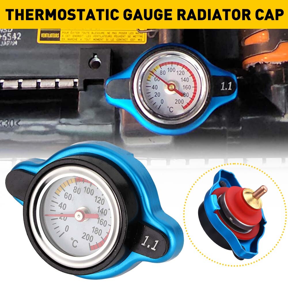 For Thermostatic Racing Radiator Gauge Cap 1.1 bar Big Head Water Temp ...