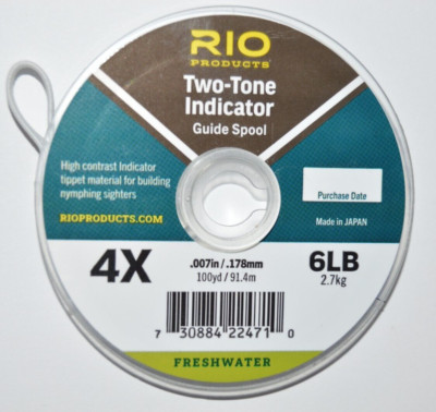 rio two-tone indicator guide spool tippet 100yds 4x 6LB flyfishing ...