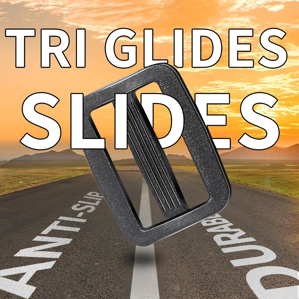 100Pcs 1 Inch Tri Glides Slides, Plastic Slide Buckle Adjustable ...