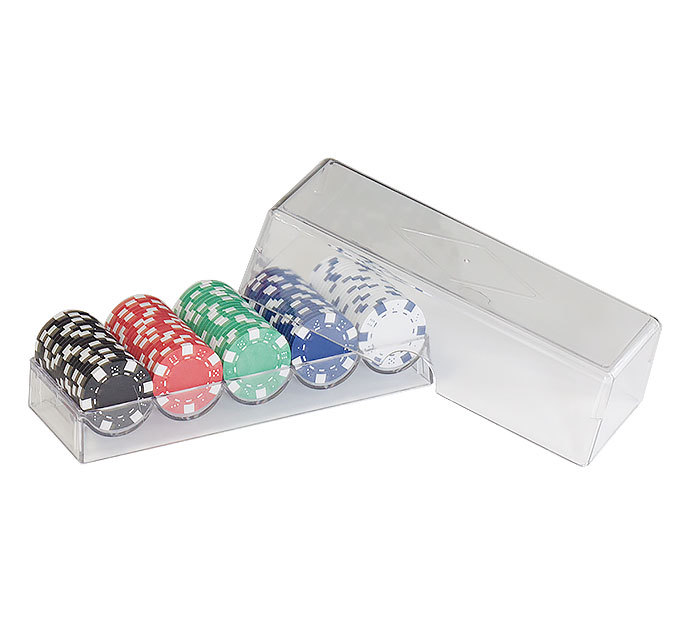 100-Piece Clear Acrylic Poker Chip Rack with Lid. 100ct Poker Chip Tray ...