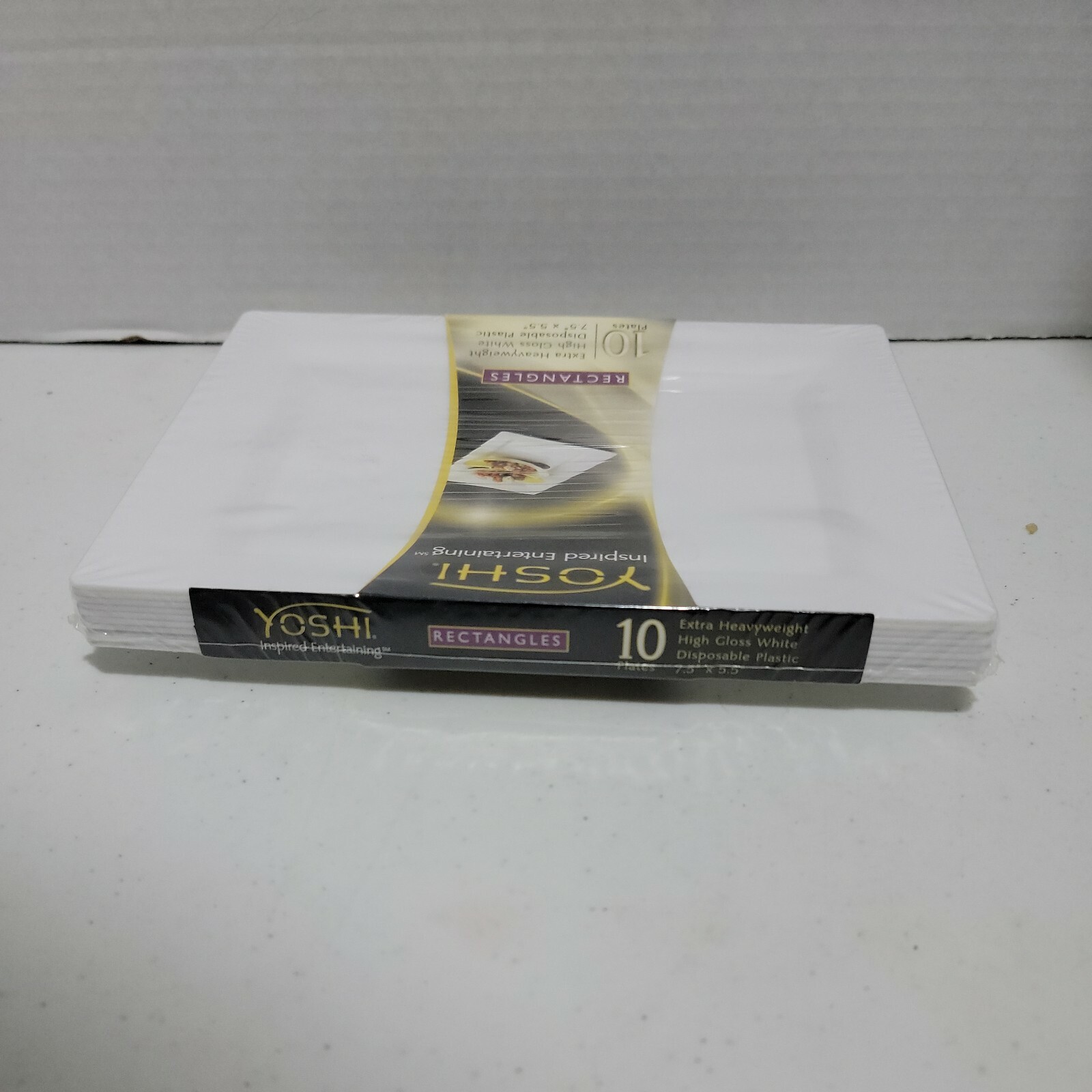 EMI Yoshi Extra Heavyweight Gloss White Disposable Plastic Rectangle ...