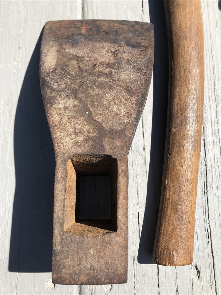 Antique 1870s Wrought Iron Adze Axe Stamped Hunter & Brigham Clyde Ohio ...